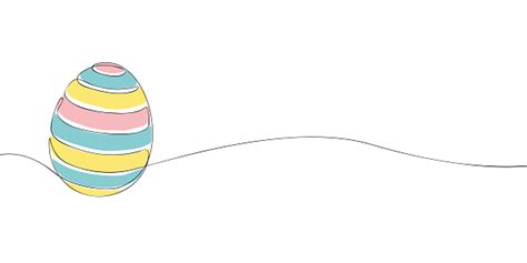 봄과 축하를 상징하는 노란색 분홍색 파란색의 파스텔 줄무늬가 있는 부활절 달걀의 간단한 한 줄 그림 0명에 대한 스톡 벡터 아트 및 기타 이미지 Istock