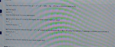 Solved For each value of λ the function Chegg com