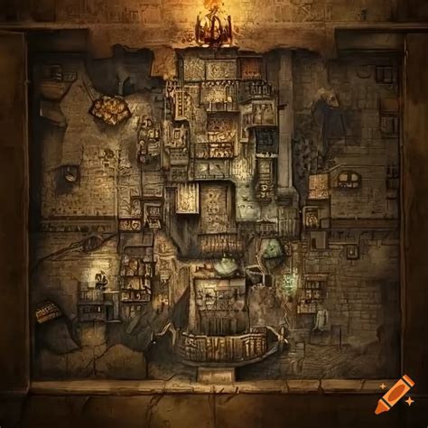 Hyperrealistic Map Of Dwarven City On Old Paper On Craiyon