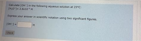 Solved Calculate OH In The Following Aqueous Solution At Chegg Com