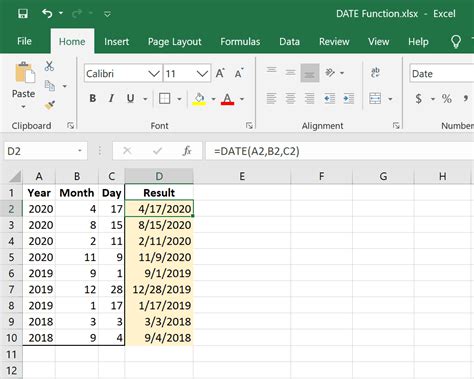 How To Create A Date Formula In Excel