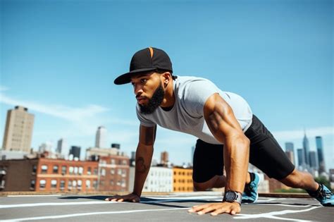 Premium Photo Man Doing Pushups Generated By Ai
