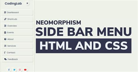 Codinglab Html Css Javascript Blogs Free Source Code Neumorphism Side Bar Menu Using Html And Css
