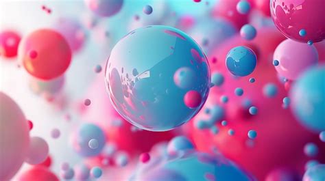 Premium Photo 3d Rendering Of A Blue Sphere Floating In A Sea Of Smaller Pink And Blue Spheres