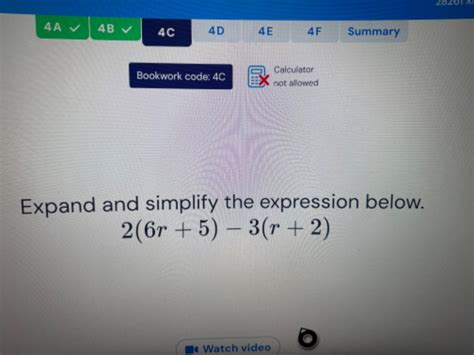 Solved 28201 A 4a 4b 4c 4d 4e 4f Summary Calculator Bookwork Code 4c Not Allowed Expand And