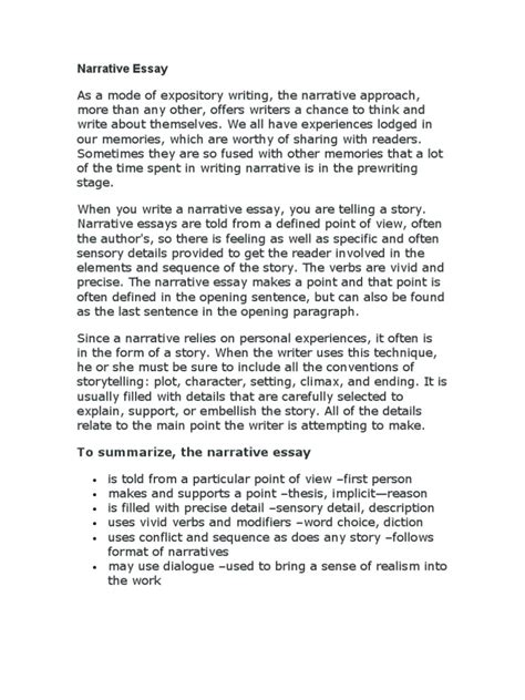 Narrative Essay Pdf Narrative Essays