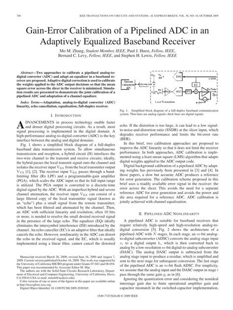 Pdf Gain Error Calibration Of A Pipelined Adc In An Adaptively