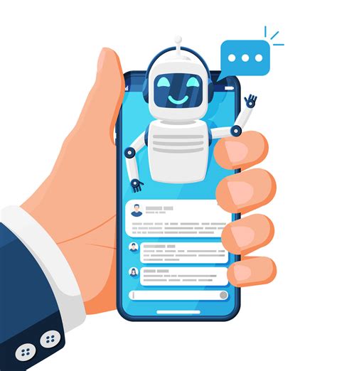 Smartphone With Chat Bot Speak In Bubble On Screen Robot With Speech Window Chatbot Greets