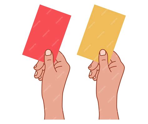 Premium Vector Red And Yellow Card In Hand Vector Cartoon Soccer