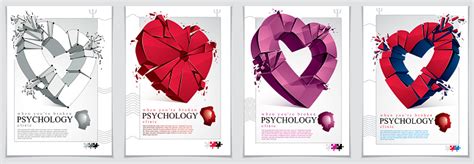 깨진 마음의 이별 개념 심리학 클리닉 상담 및 치료에 대한 조각 전단지 또는 브로셔에 폭발 심장 기호의 3d 현실적인 벡터 그림 사랑을 깨는 창조적 인 아이디어 3차원