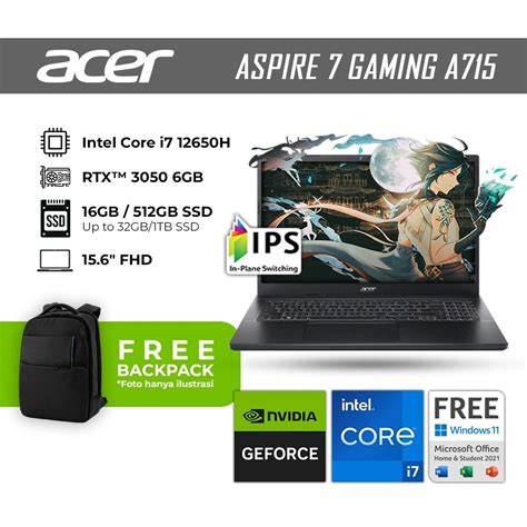 Jual Acer Aspire 7 Pro A715 59g 77wv Core I7 13620h 16gb 512gb Rtx3050