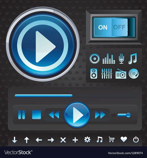 Set With Interface Design Elements For Music Playe