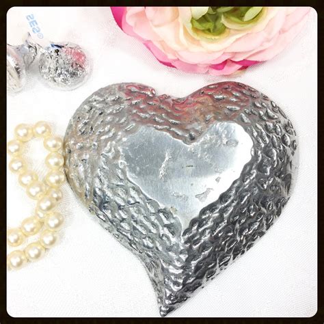 Lovely Pewter Heart Shaped Trinket Dish Heart Pin Dish Trinket Holder