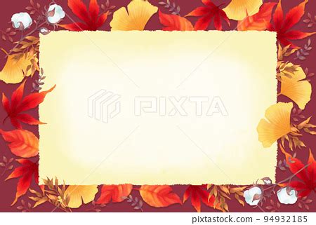 深色背景和秋葉框架紅色 插圖素材 94932185 PIXTA圖庫