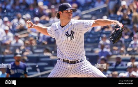 New York Yankees Pitcher Gerrit Cole Delivers Against The Seattle