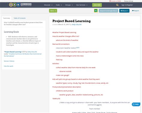 Project Based Learning OER Commons