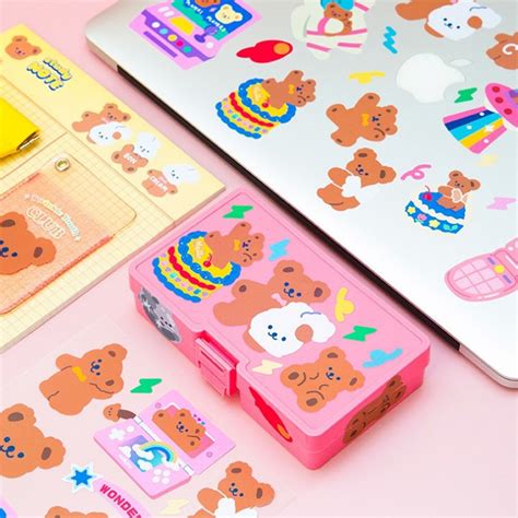 근처문구점 케이크베어 리무버블 스티커 다꾸 다이어리 핸드 폰 케이스 노트북 Z플립 아이패드 리무버 위시버킷