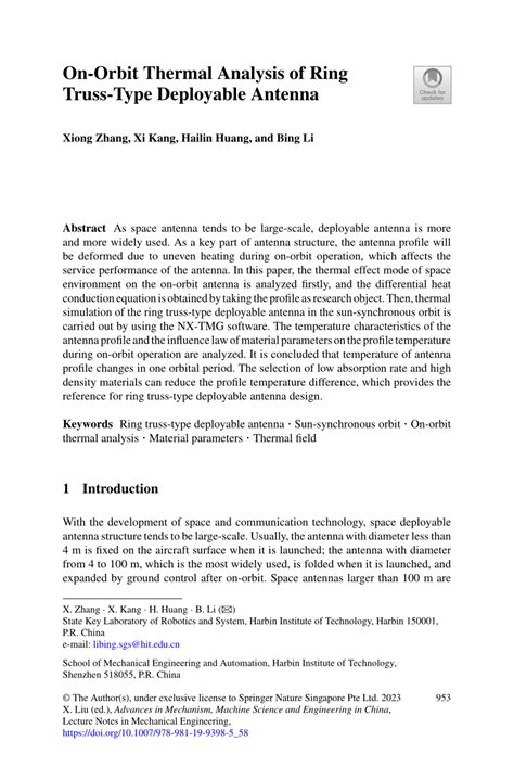 Pdf On Orbit Thermal Analysis Of Ring Truss Type Deployable Antenna