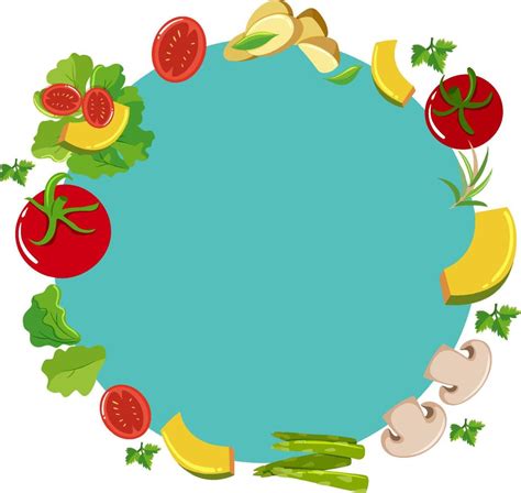 Vegetable Salad Frame Template 12495550 Vector Art At Vecteezy