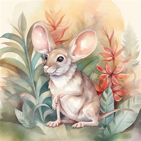 Premium Vector Cute Jerboa Cartoon In Watercolor Style