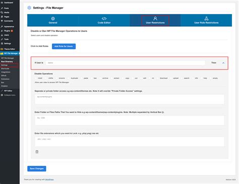 User Restriction Usage