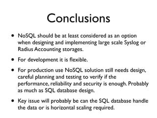 Using Nosql Databases To Store Radius And Syslog Data Ppt
