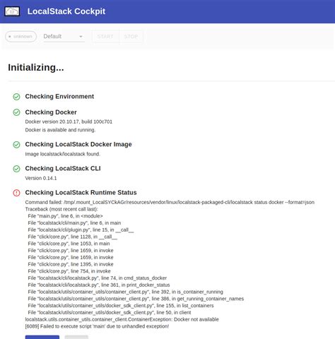 checking localstack runtime status error with ubuntu · issue 11 · localstack cockpit · github