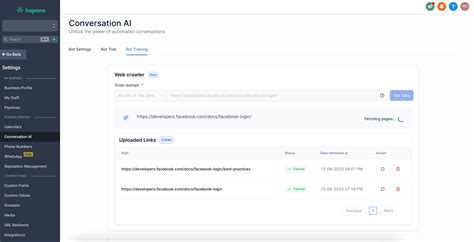 conversational ai training the conversation ai bot hapana support