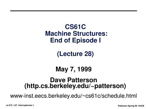 ppt cs61c machine structures end of episode i lecture 28 powerpoint presentation id 9326055