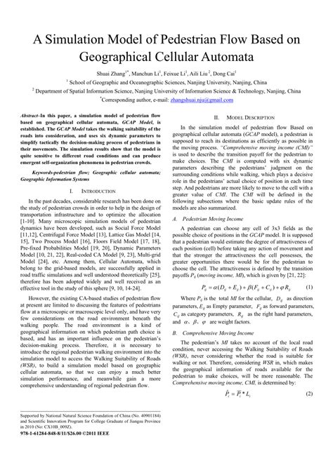 Pdf A Simulation Model Of Pedestrian Flow Based On Geographical