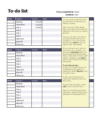 Project Task List Template Office Templates