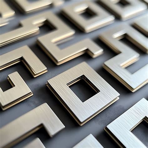 Abstract Metallic Maze Intricate Design Of Interlocking Squares Stock Illustration
