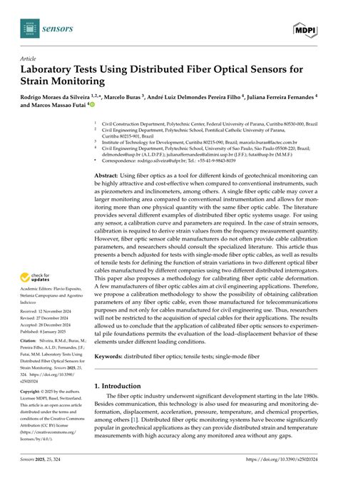 Pdf Laboratory Tests Using Distributed Fiber Optical Sensors For Strain Monitoring