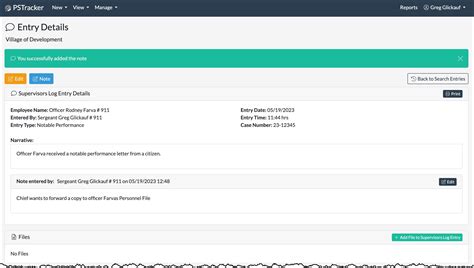 Creating Supervisor Log Entries Pstracker