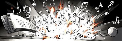 Epic Explosion Of Musical Notes With Sheet Music Art Stock Illustration