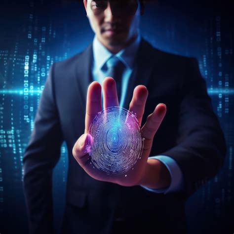 premium ai image hologram fingerprint male hand scanning fingerprints