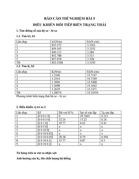 BÁO CÁO THÍ NGHIỆM BÀI BÁO CÁO THÍ NGHIỆM BÀI ĐIỀU KHIỂN HỒI TIẾP BIẾN TRẠNG THÁI Tìm