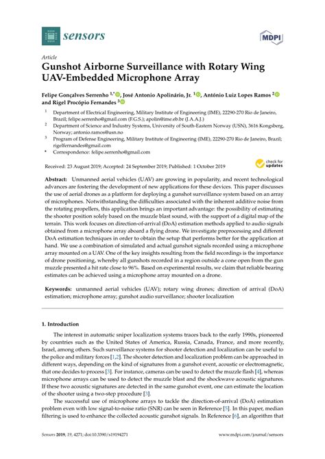 pdf gunshot airborne surveillance with rotary wing uav embedded microphone array