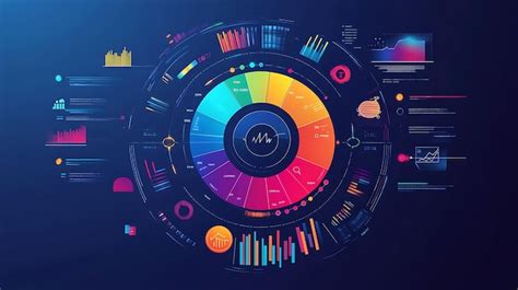 A Colorful Circular Chart With Various Data Visualizations And Graphs On A Dark Blue Background