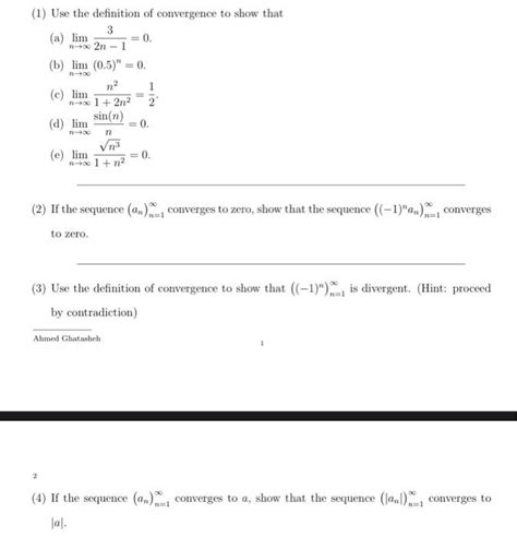 1 Use The Definition Of Convergence To Show That