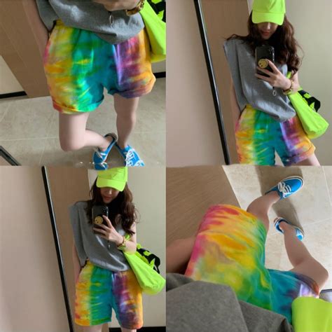 กางเกงขาสั้นลําลอง ขากว้าง ทรงหลวม ขนาดใหญ่ สีมัดย้อม แฟชั่นฤดูร้อน สําหรับสตรี Shopee Thailand