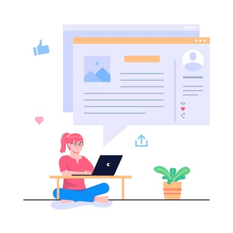 블로깅 컨셉 일러스트 프리미엄 벡터