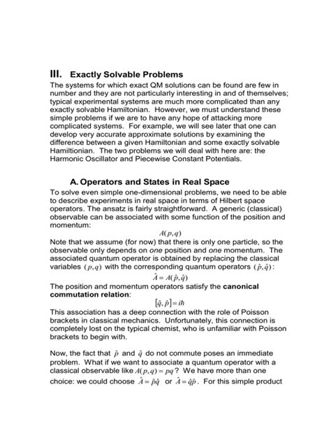 Iii Exactly Solvable Problems