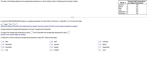 Solved A Using The Sine Regression Feature On A Graphing