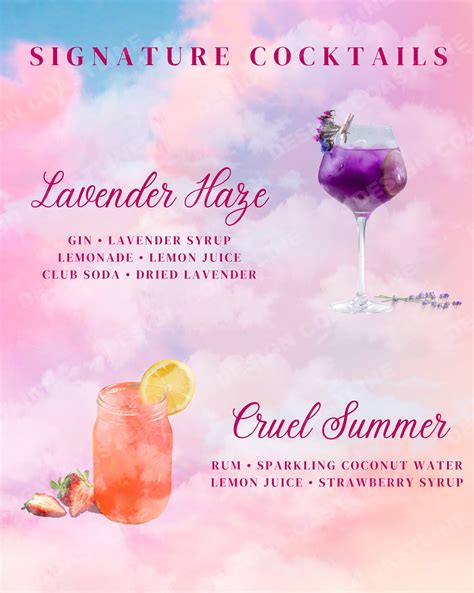 Editable Taylor Swift Inspired Signature Cocktail Sign Digital Etsy