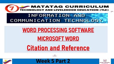tle grade 7 quarter 1 ict week 5 part 2 microsoft word ms word citations and references