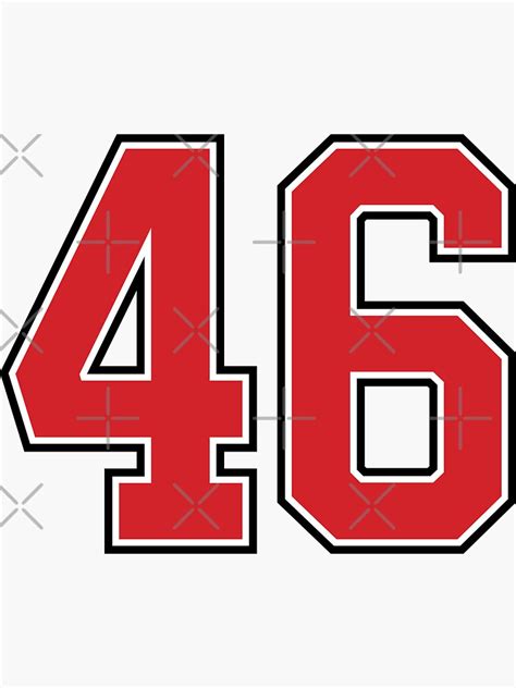 Sports Number 46 Red Black Color Lucky Sport Forty Six Sticker By