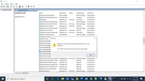 OracleServiceXE Error 1069 The Service Did Not Start Due To A Logon Failure Developer
