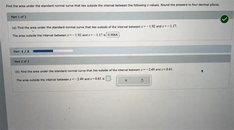 Solved Find The Area Under The Standard Normal Curve That