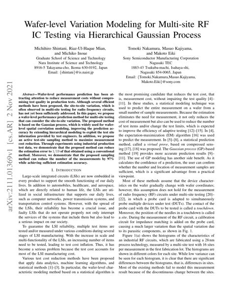 Pdf Wafer Level Variation Modeling For Multi Site Rf Ic Testing Via